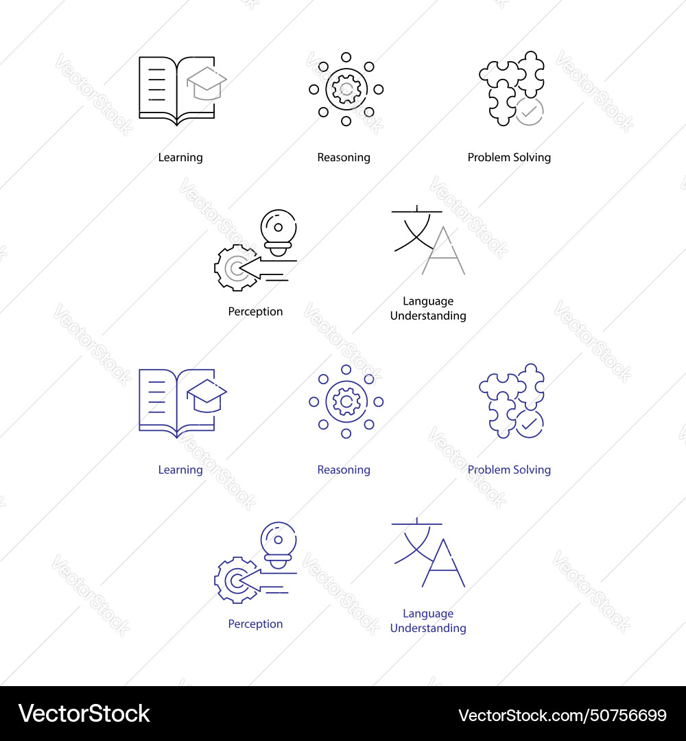 Components of ai symbol icon pack visualizing Vector Image