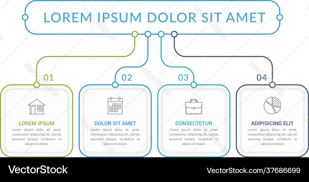 Flow chart with 4 steps Royalty Free Vector Image
