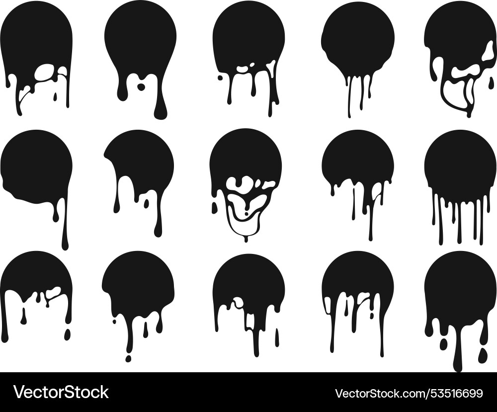 Melted circle paint drip splatter melt stickers Vector Image