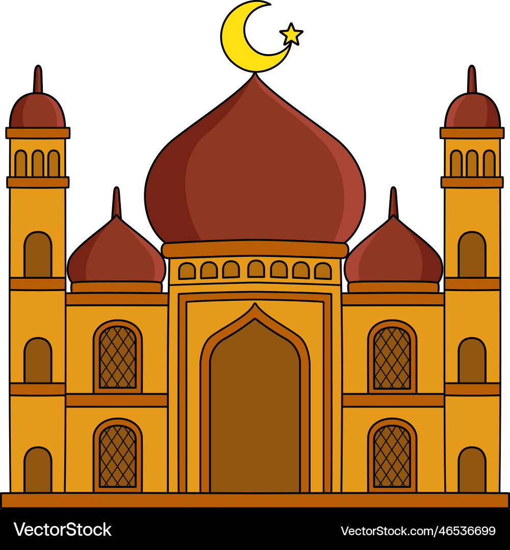 Mosque cartoon colored clipart Royalty Free Vector Image
