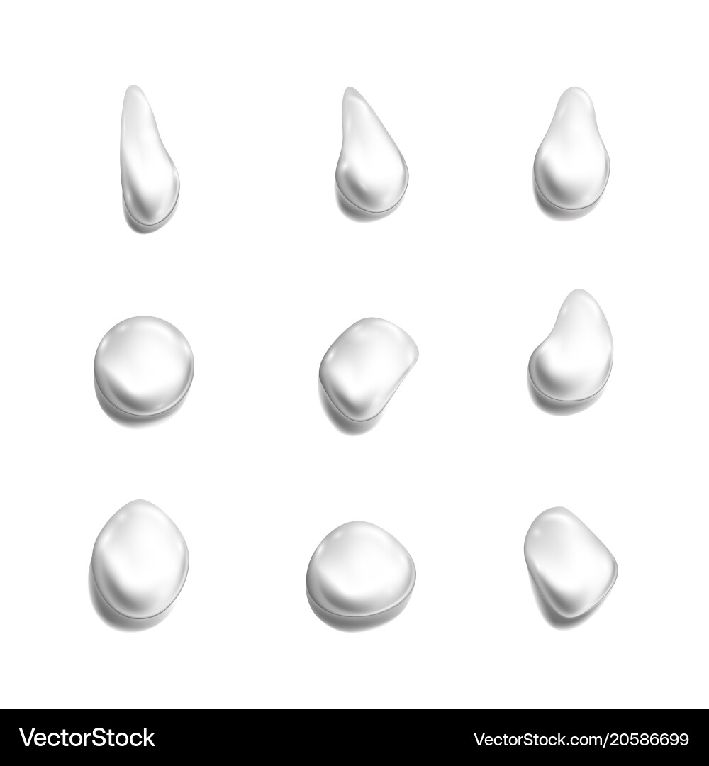 Transparent set of drops isolated on white Vector Image