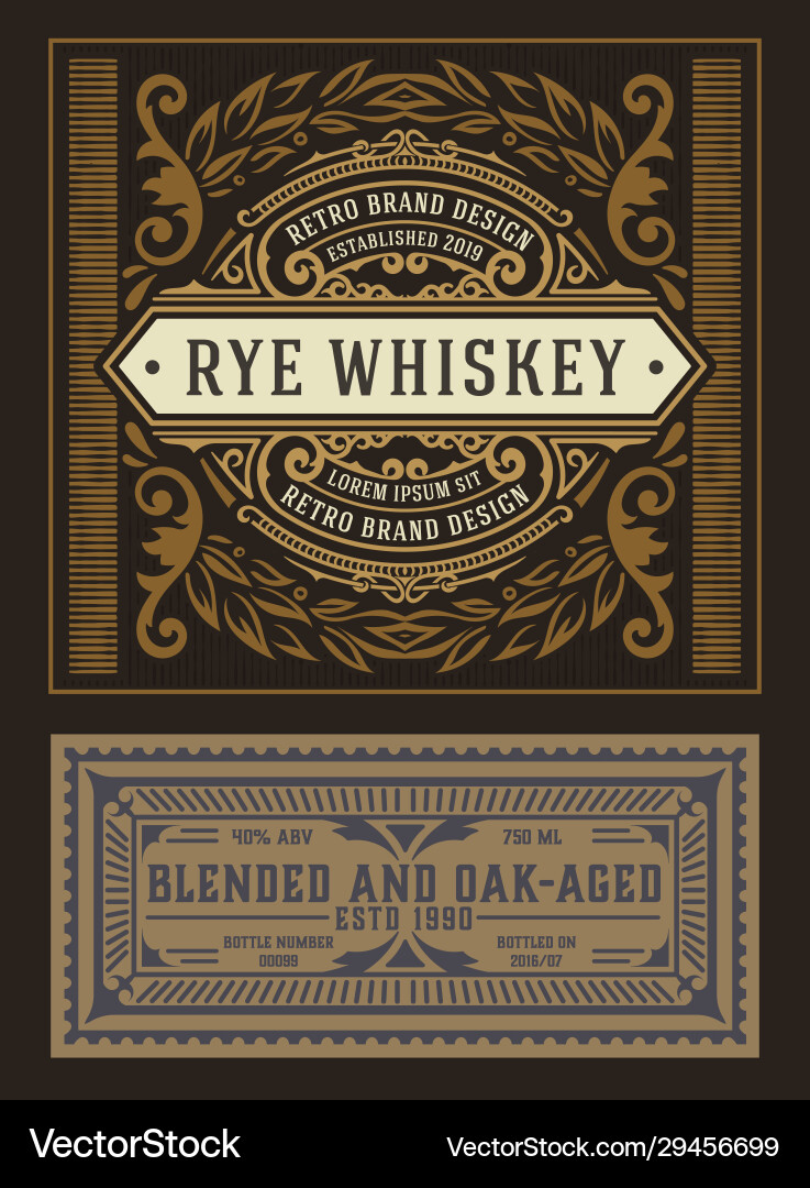 Vintage whiskey label for packing Royalty Free Vector Image