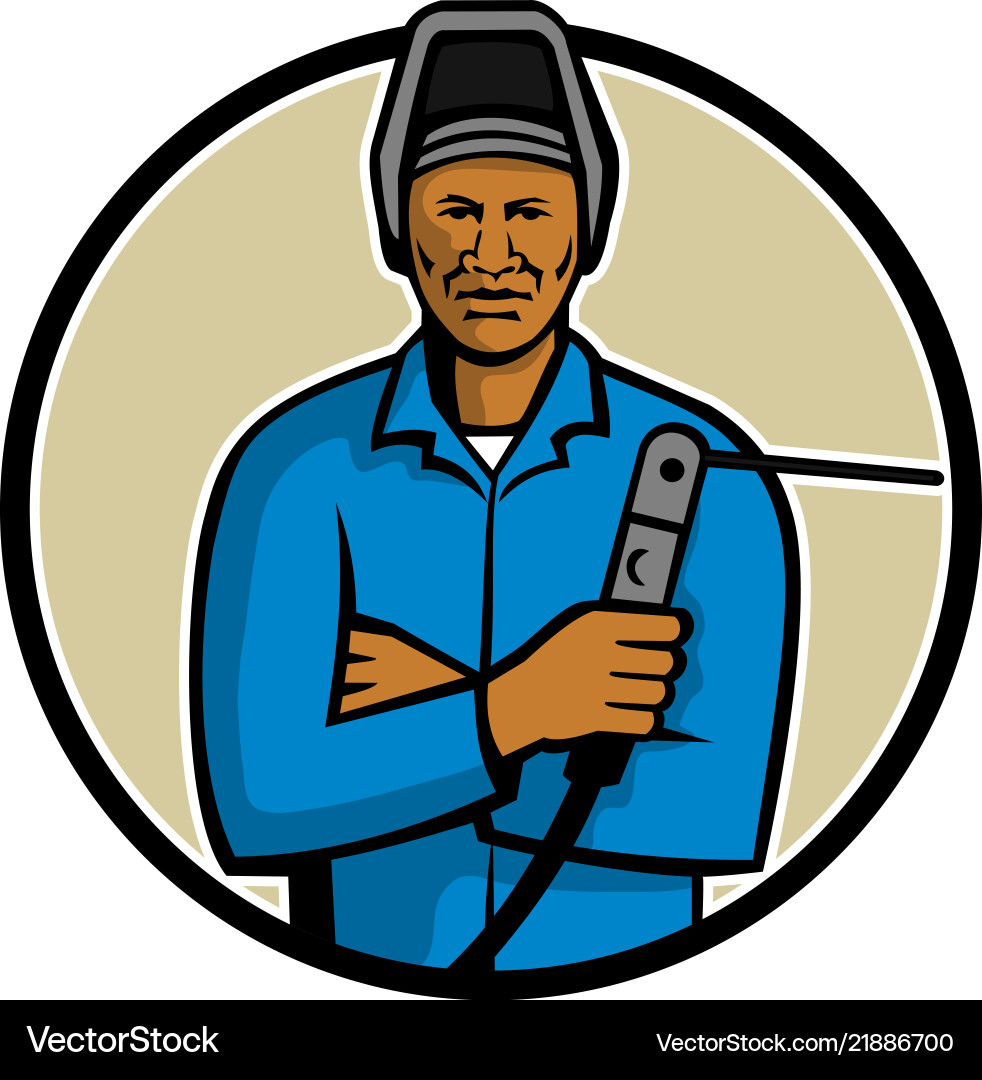 African american welder mascot Royalty Free Vector Image