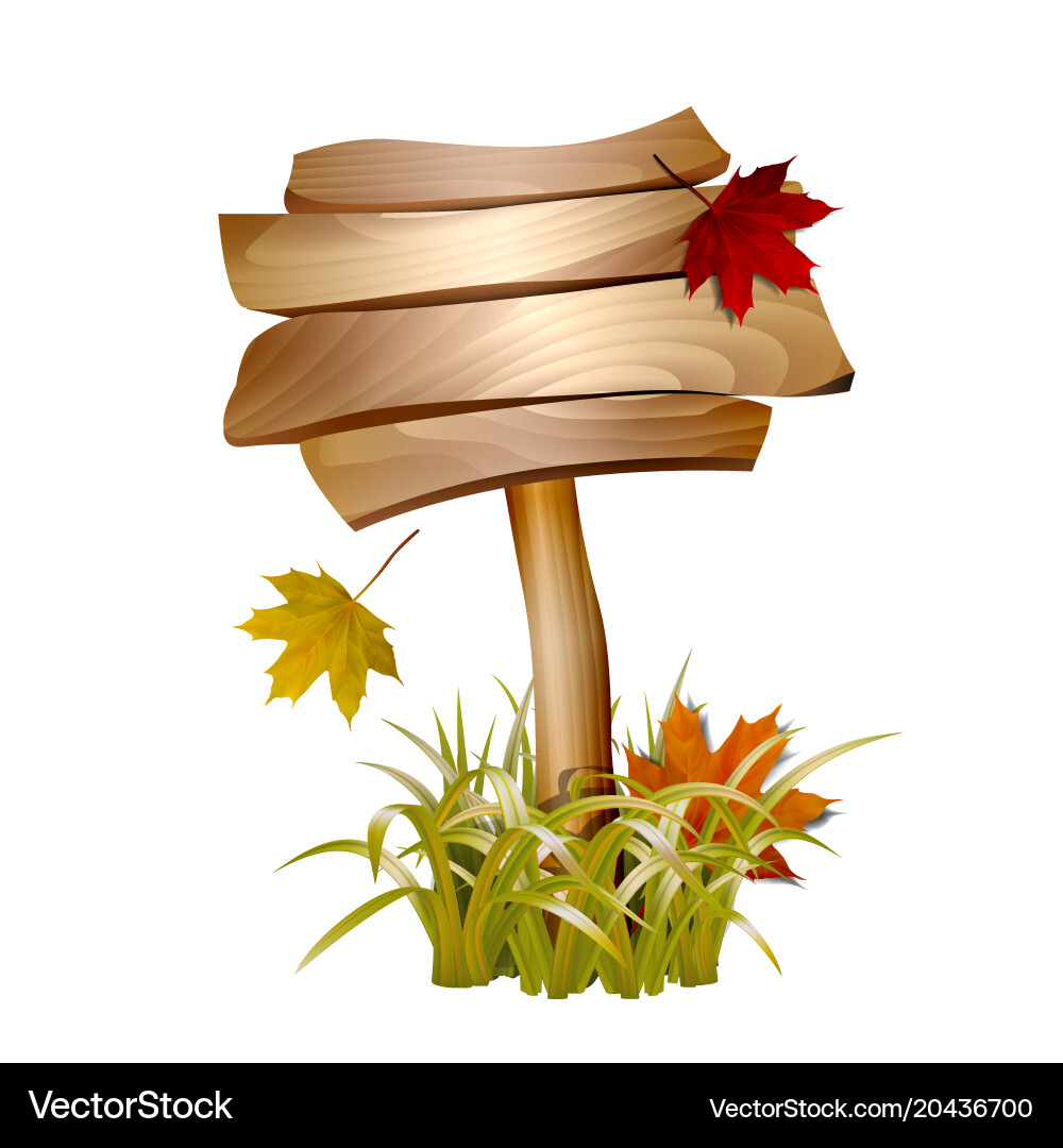 Autumn wooden sign Royalty Free Vector Image - VectorStock