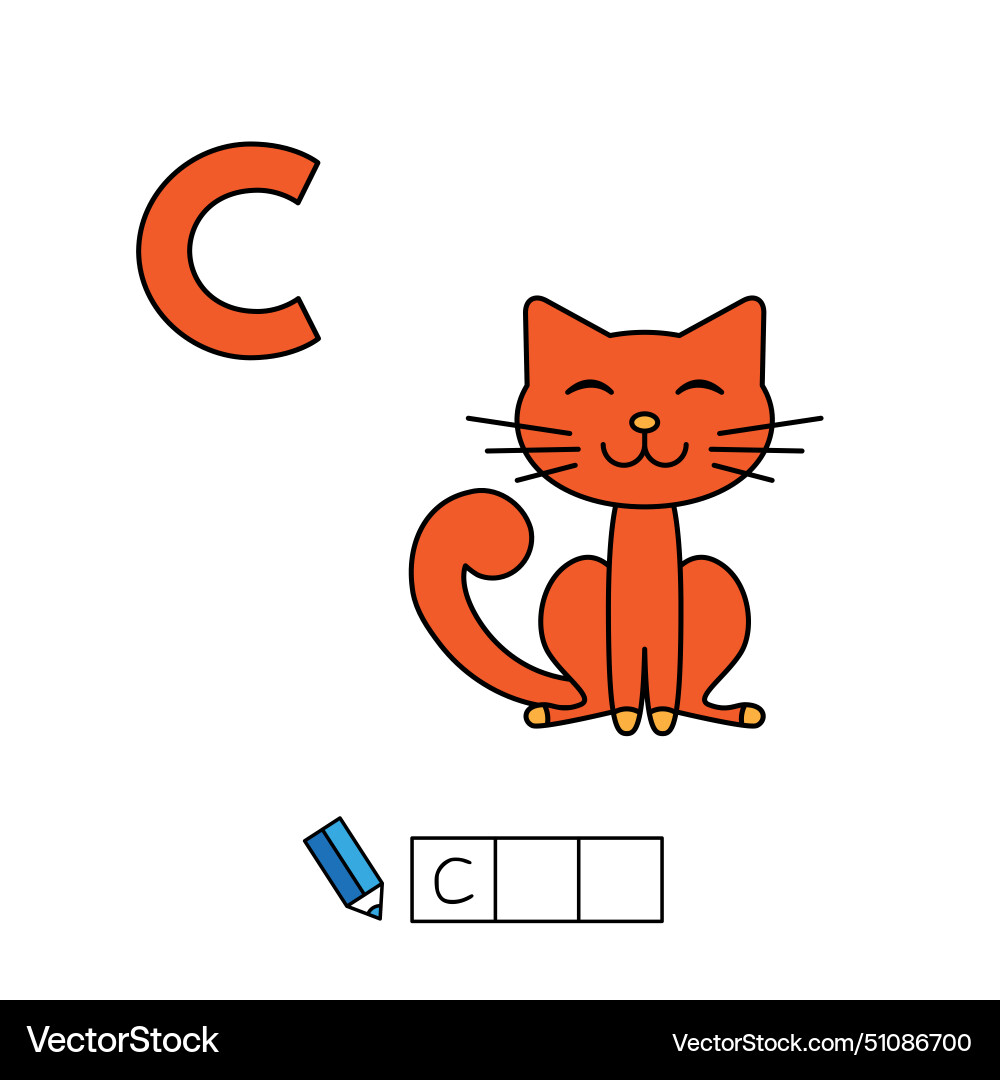 Cute cartoon animals alphabet cat Royalty Free Vector Image