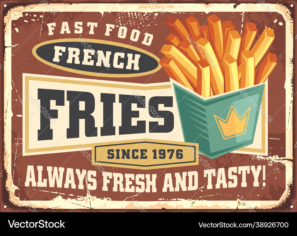 French fries retro restaurant sign Royalty Free Vector Image