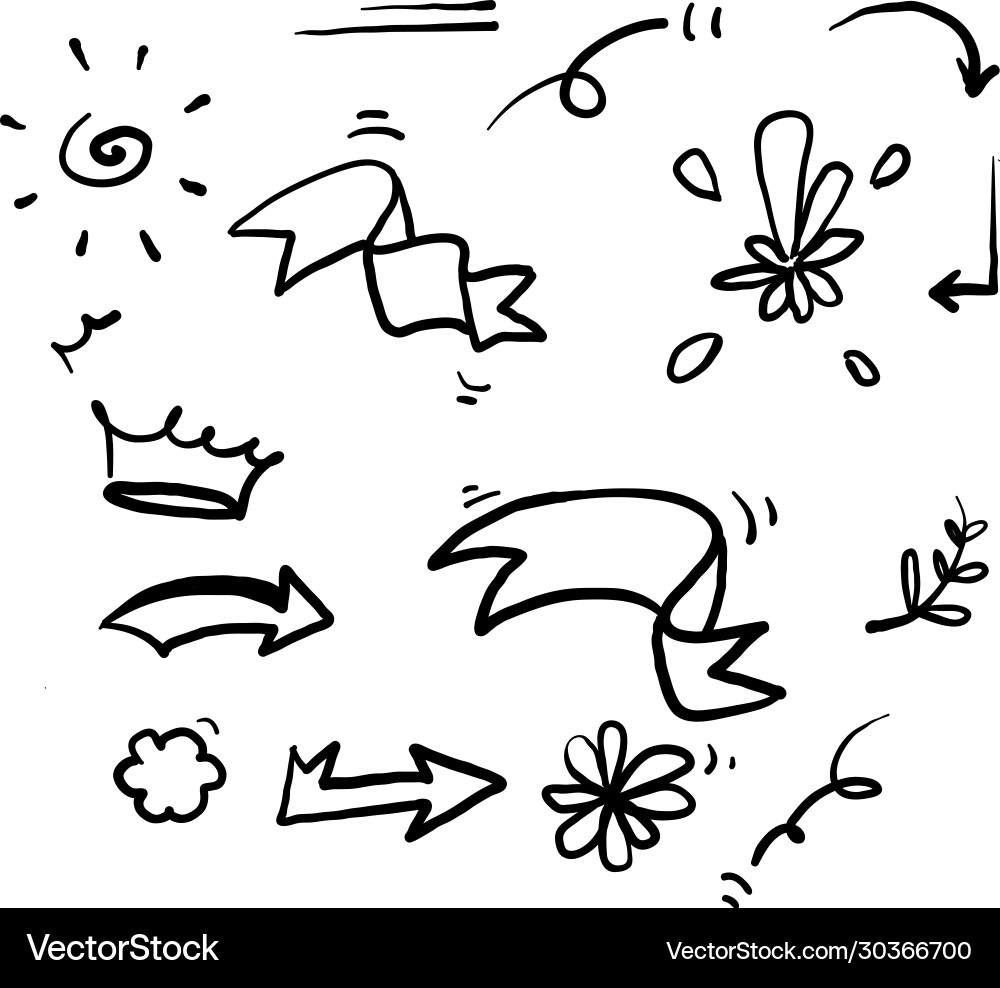 Hand drawn swishes swoops emphasis doodles Vector Image