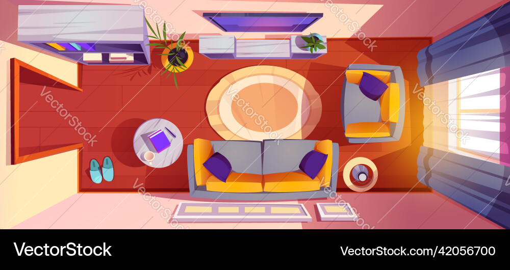 Living room interior top view apartment design Vector Image