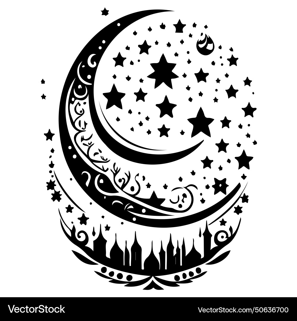 Moon star ramadan arabic islamic sketch hand draw Vector Image