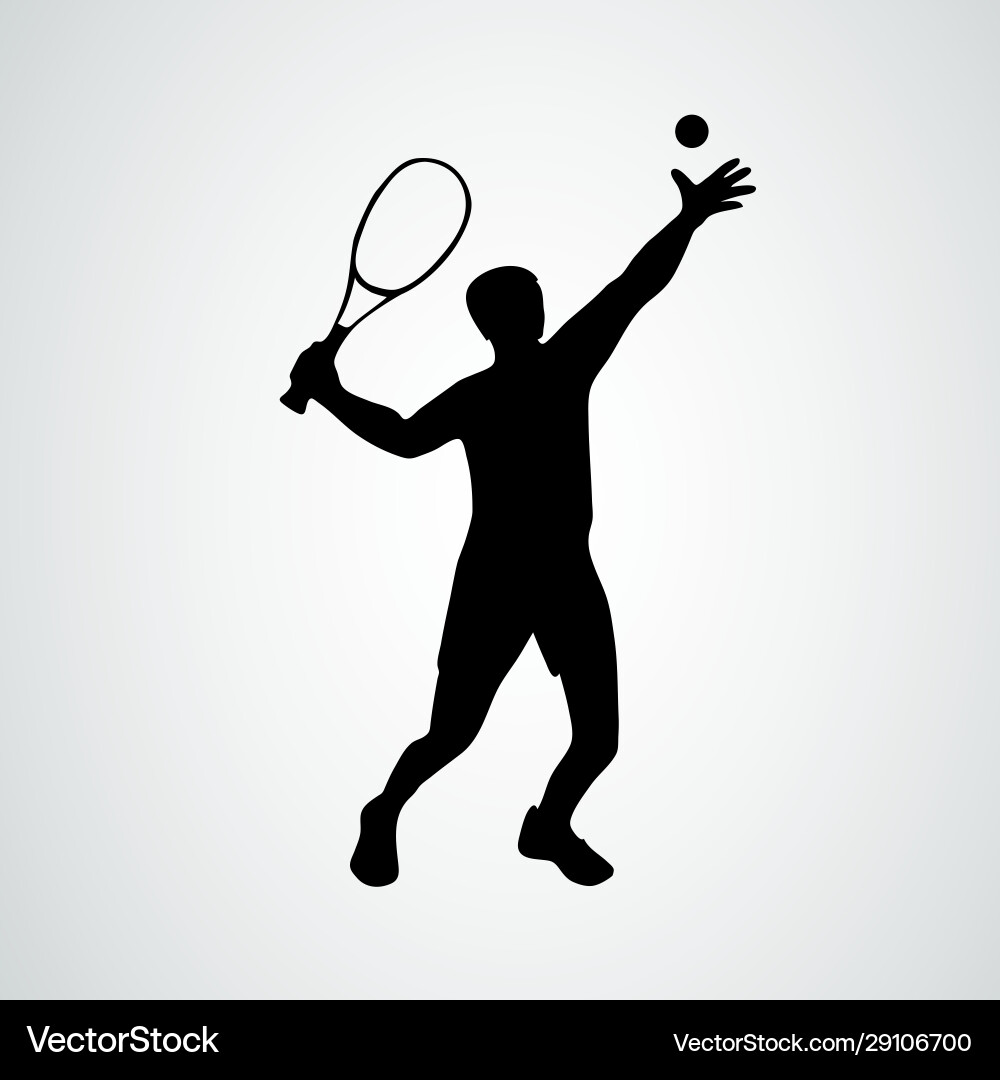 Tennis serve player black Royalty Free Vector Image