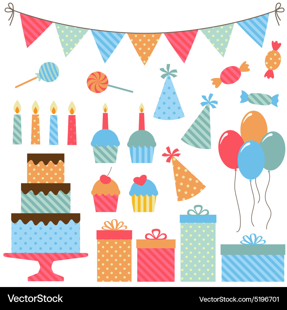 Birthday party elements Royalty Free Vector Image