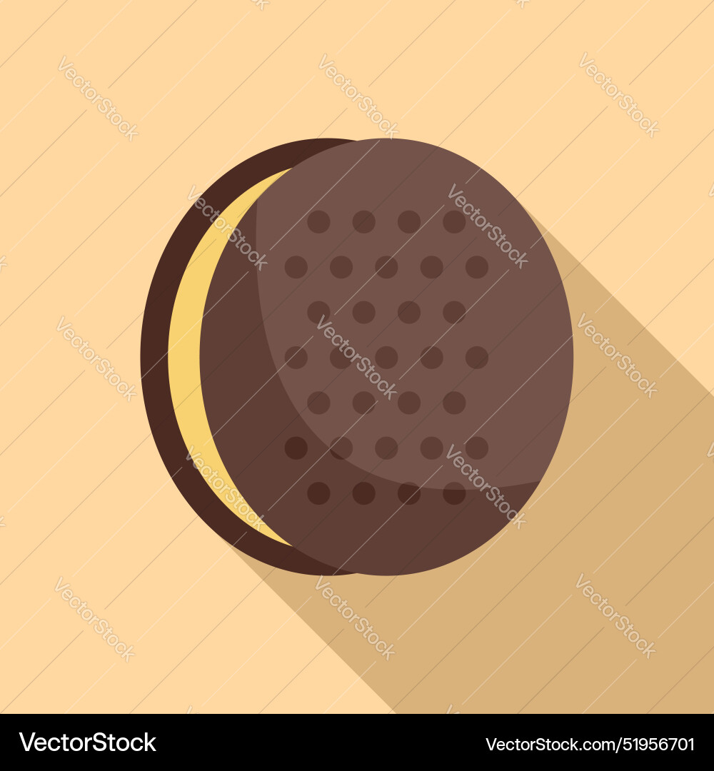 Chocolate cookie being opened showing cream Vector Image
