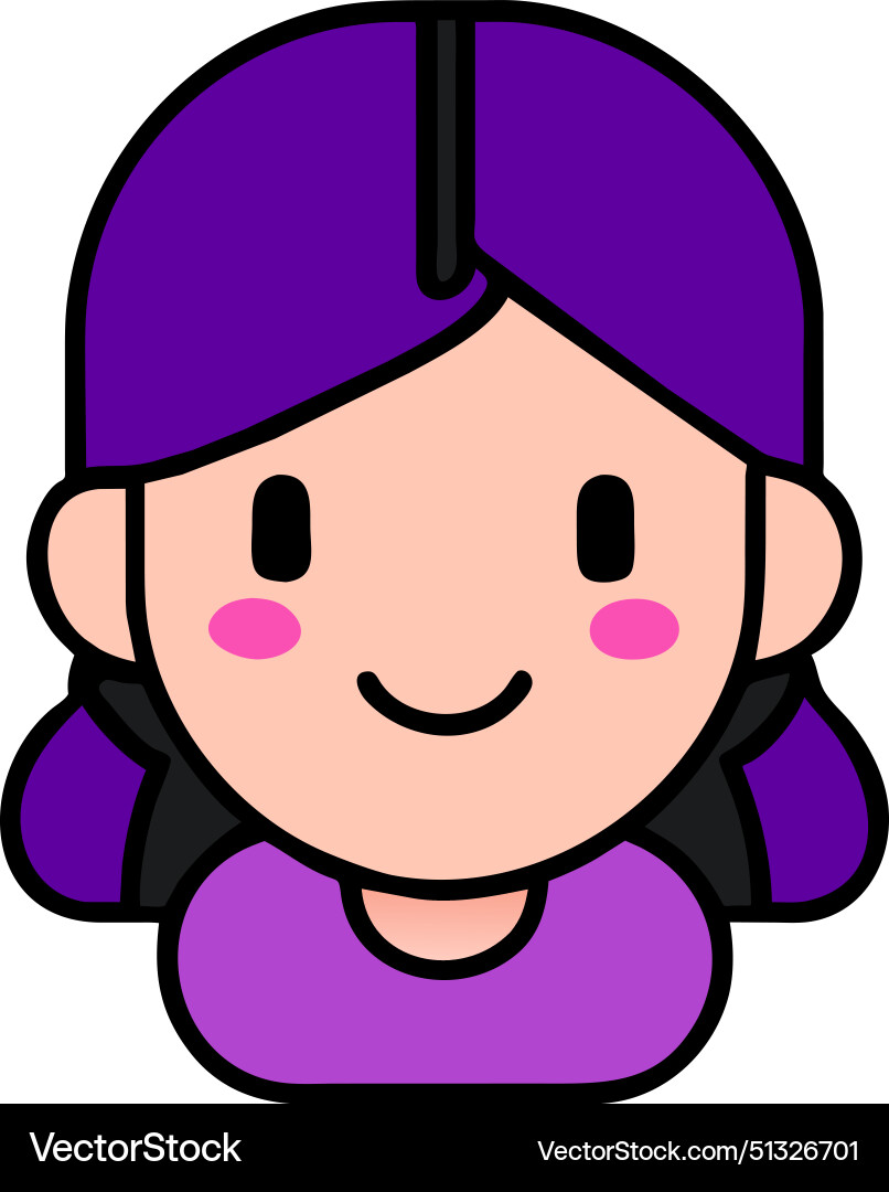Girl face purple icon Royalty Free Vector Image