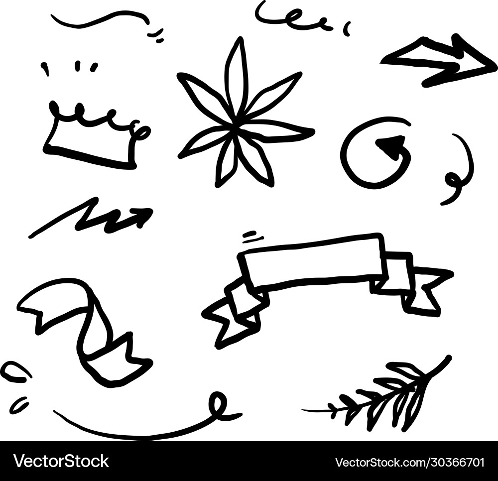 Hand drawn doodle element collection Royalty Free Vector