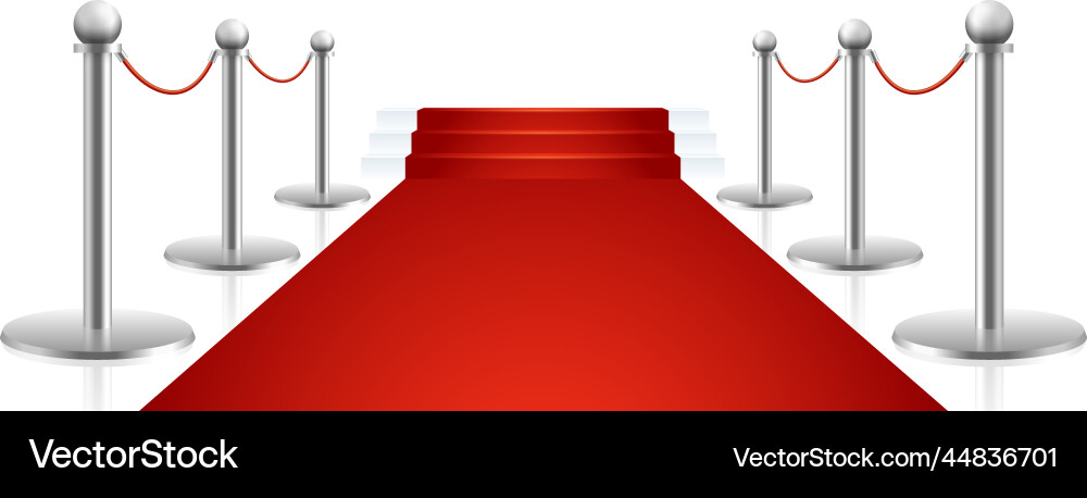 Luxury event entrance realistic mockup red carpet Vector Image