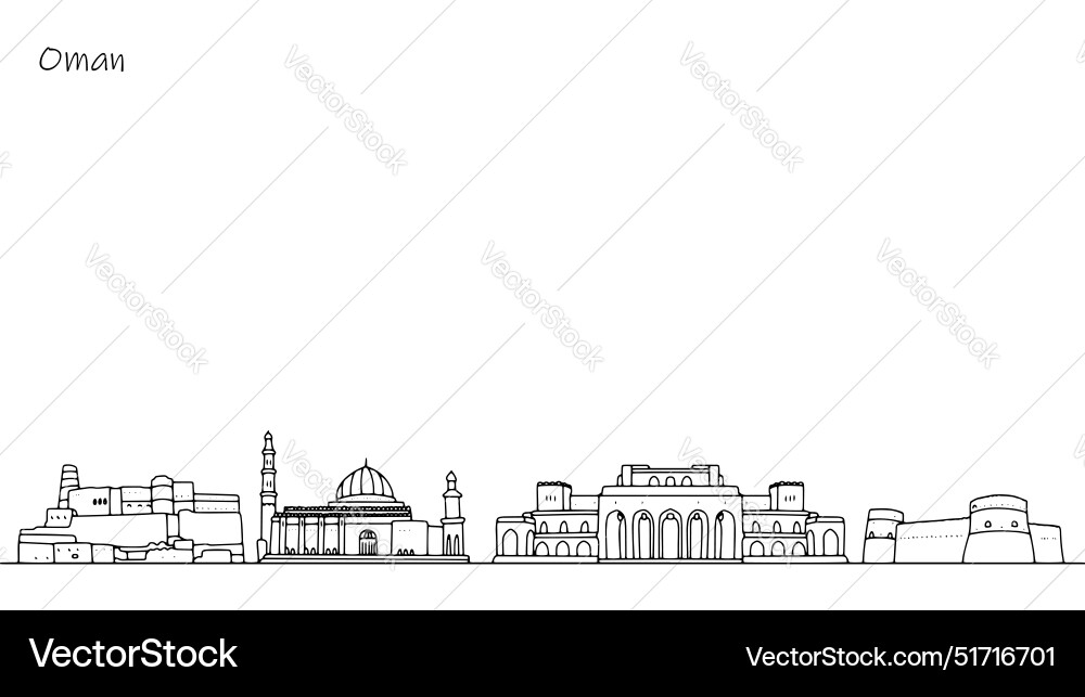 Sights of oman Royalty Free Vector Image - VectorStock