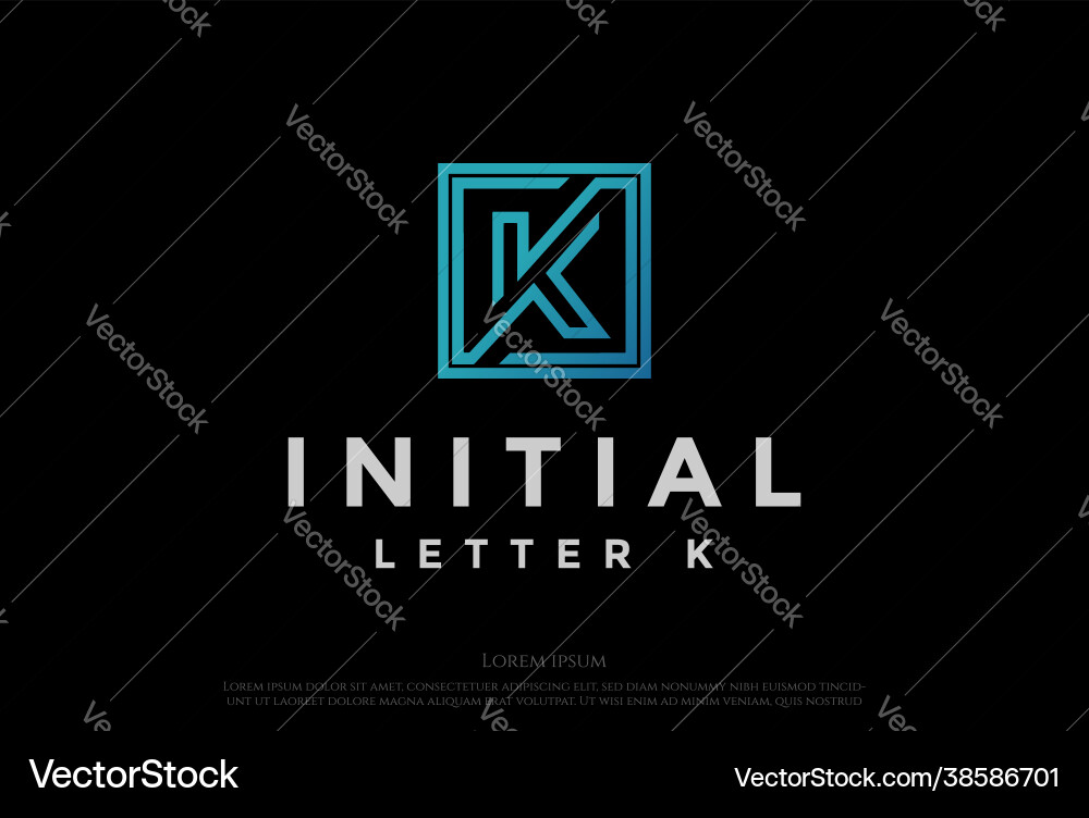 Simple minimalist square initial letter k logo Vector Image