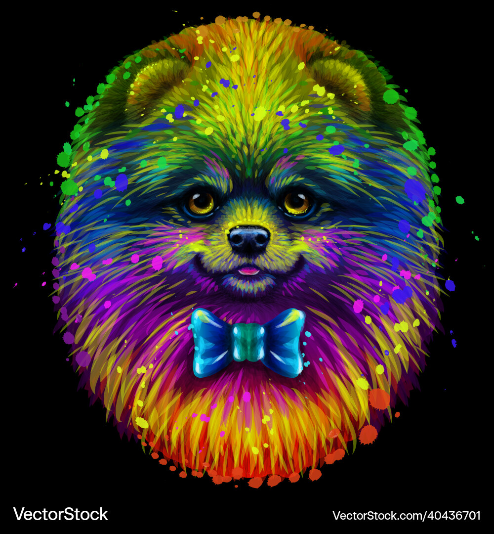 Spitz abstract neon artistic portrait Royalty Free Vector