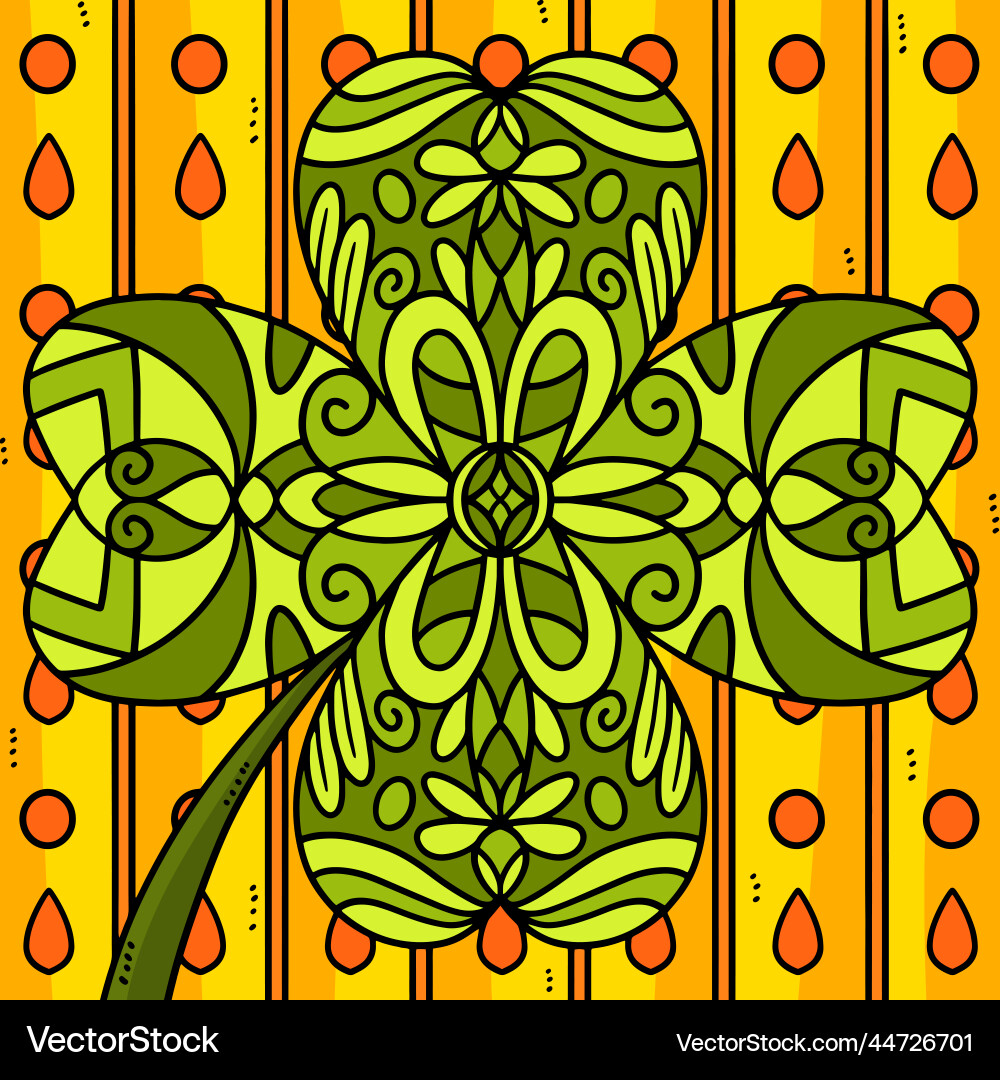 St patricks day shamrock mandala colored cartoon Vector Image