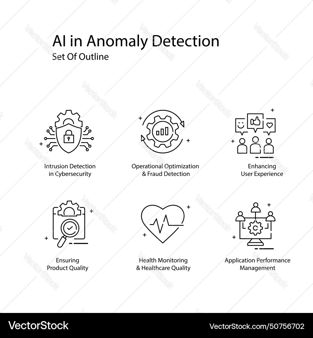 Anomaly detection ai icons enhancing security Vector Image Anomaly detection ai icons enhancing security Vector Image
