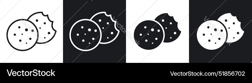 Cookie icon set in black and white filld and Vector Image