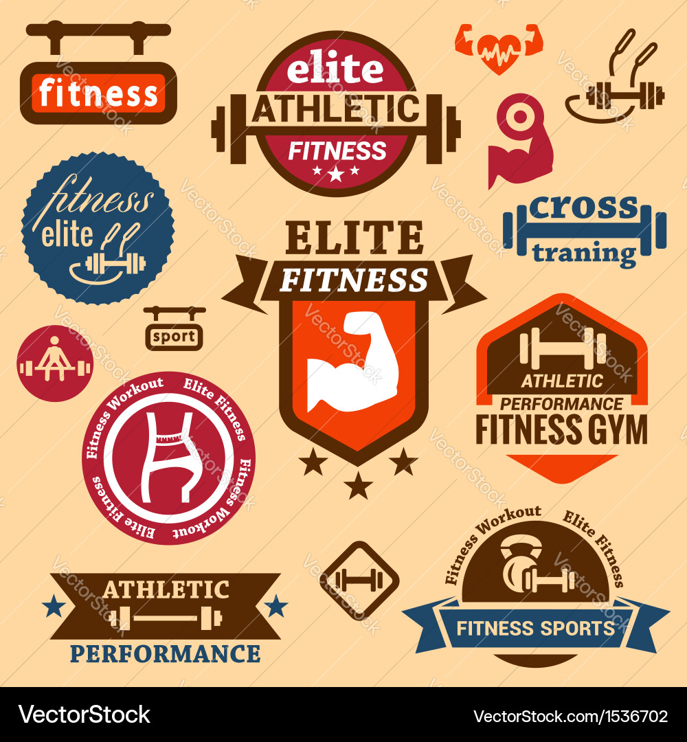 Fitness Labels & Icons Royalty Free Vector Image