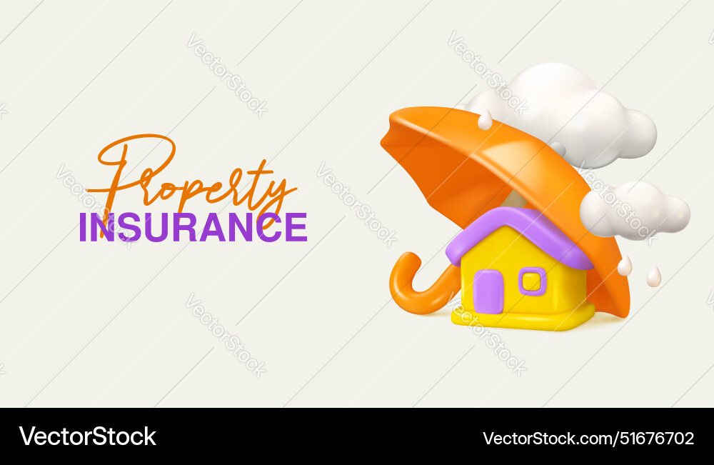 Property insurance 3d banner Royalty Free Vector Image