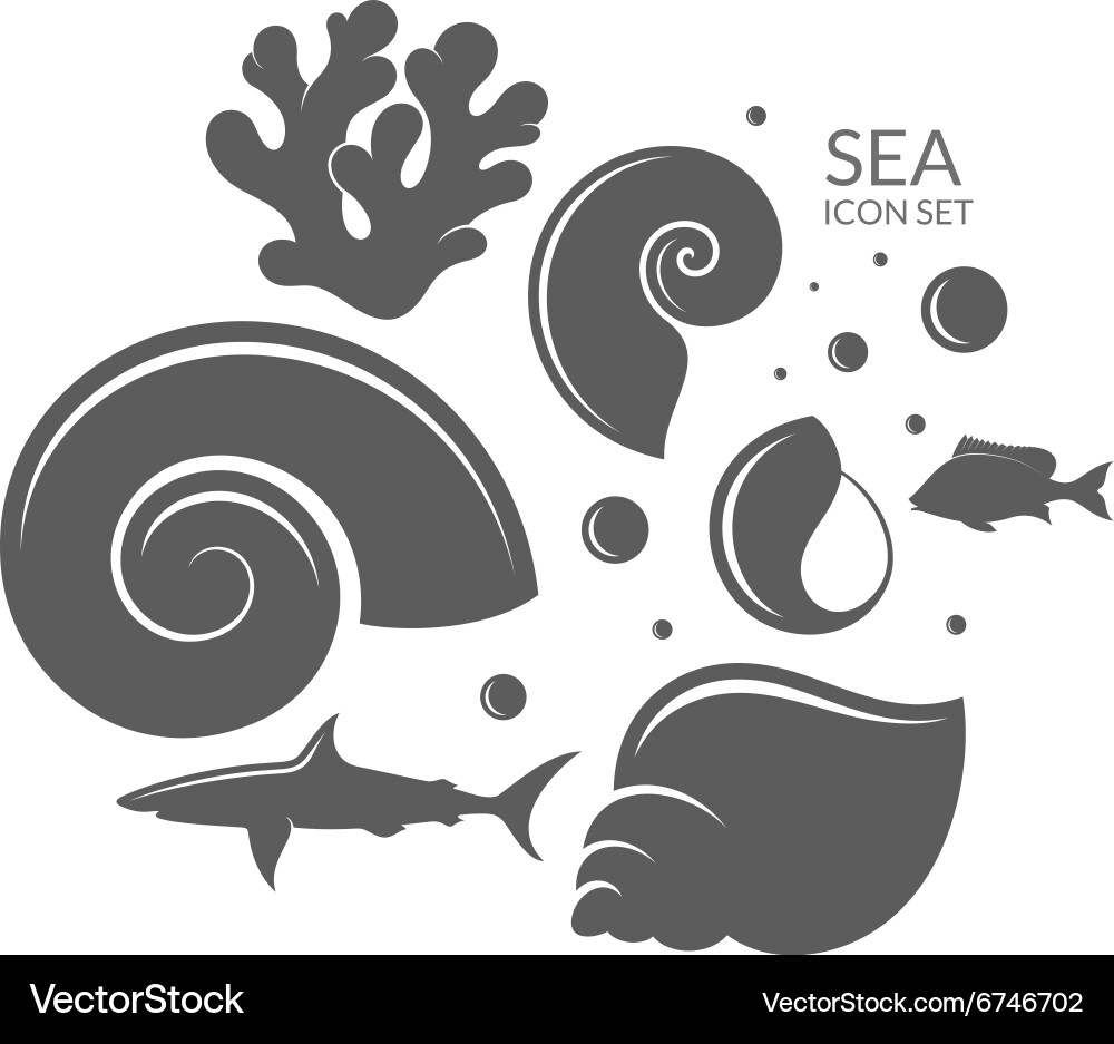 Sea icon set reef Royalty Free Vector Image - VectorStock