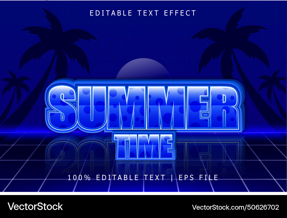 Summer time editable text effect 3 dimension Vector Image