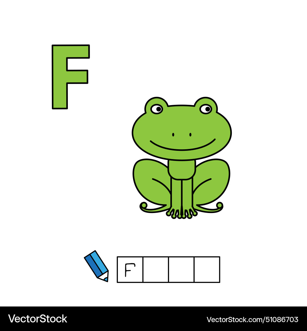 Cute cartoon animals alphabet frog Royalty Free Vector Image