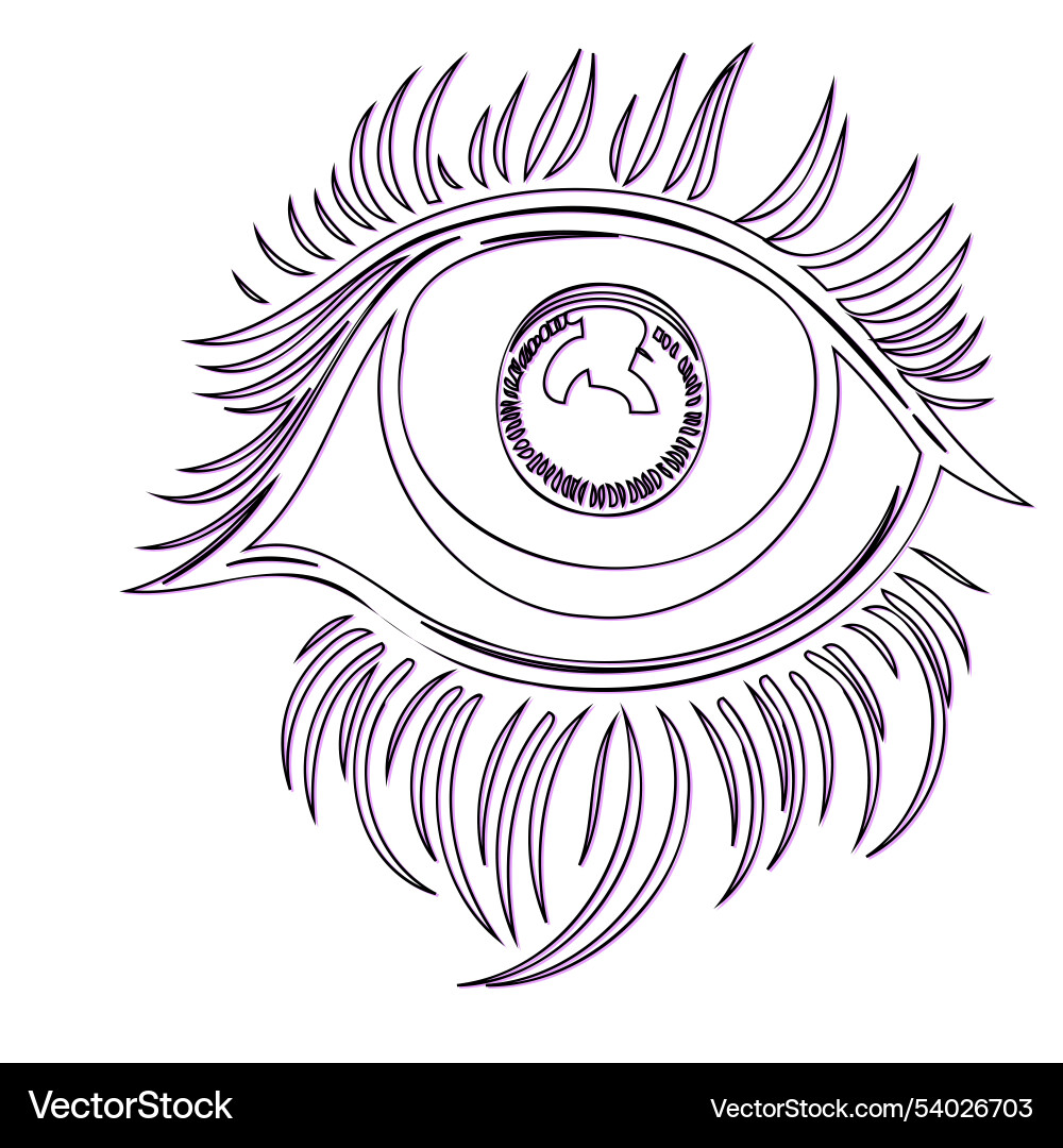 Evil eye halloween sketch outline shadow purple Vector Image