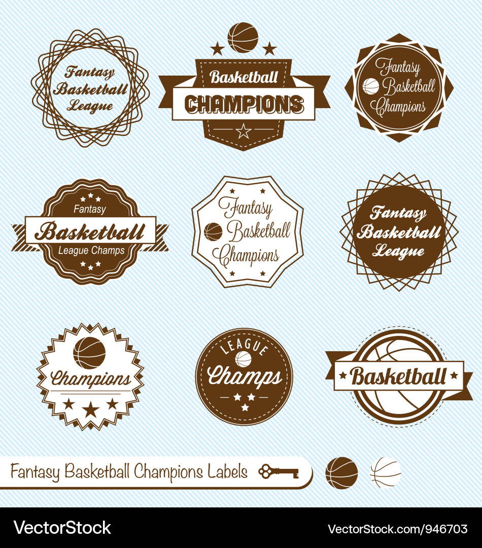 Fantasy basketball labels Royalty Free Vector Image