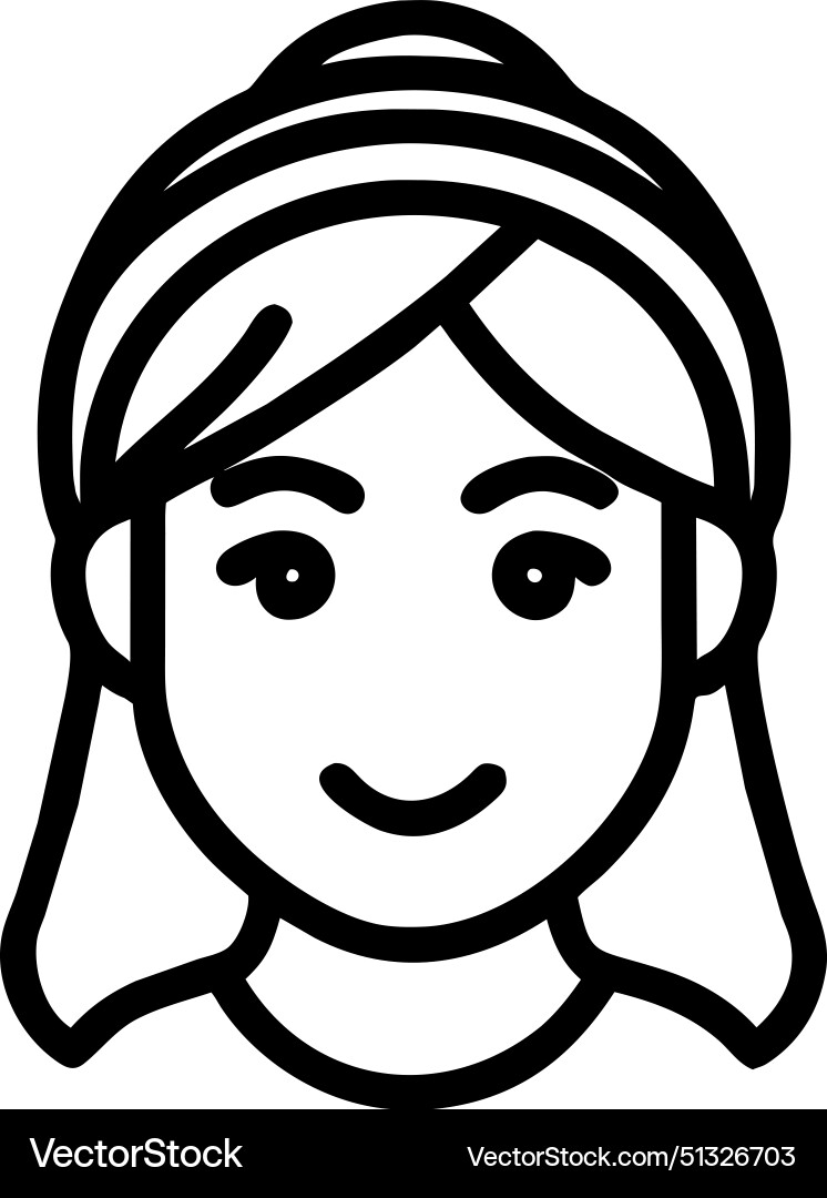Girl face white icon Royalty Free Vector Image