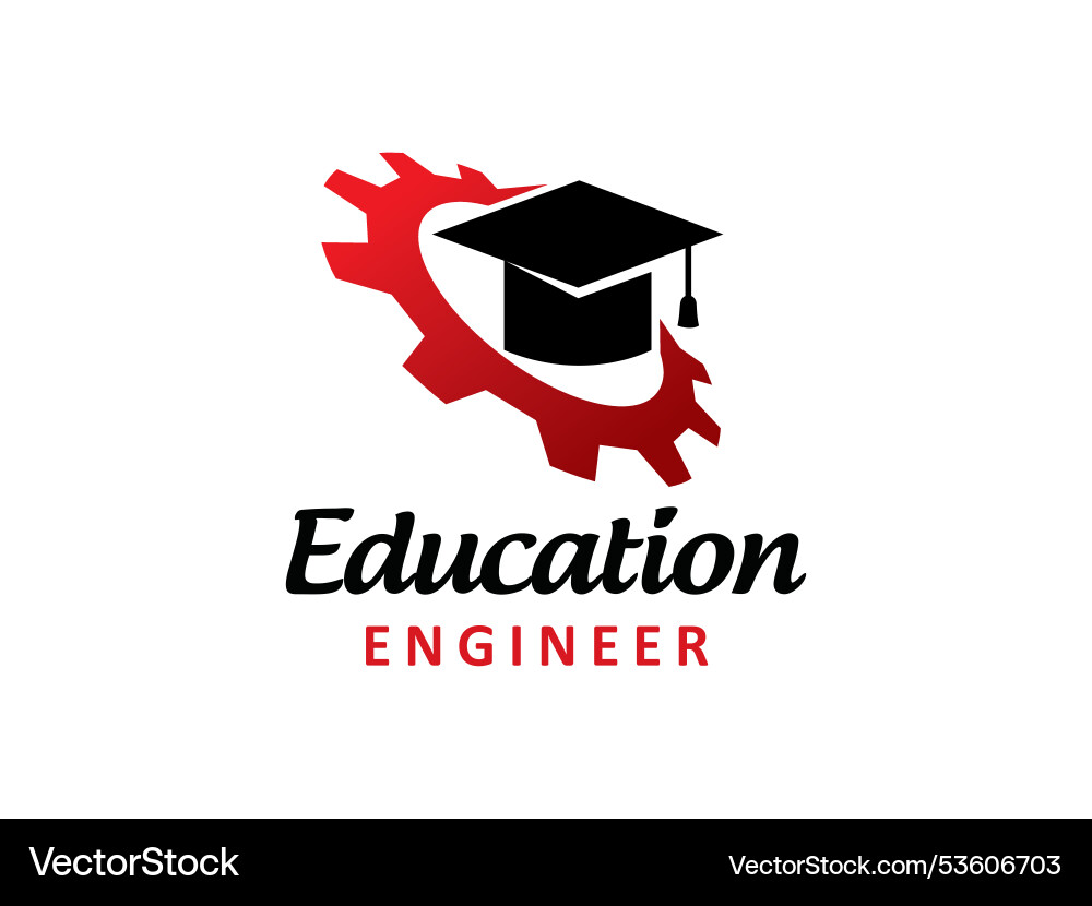 Graduation hat and gear technology logo symbol Vector Image