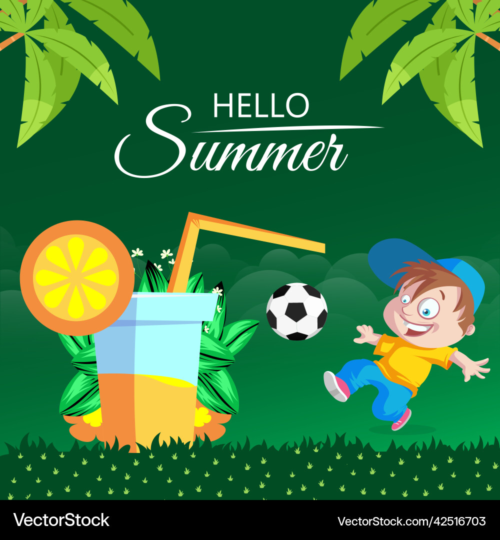 Hello summer banner design Royalty Free Vector Image