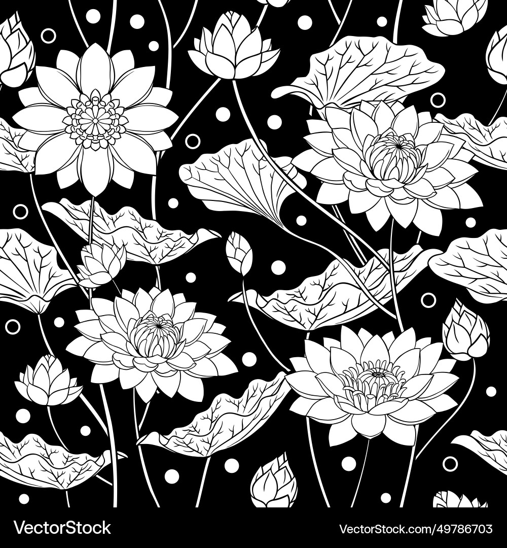 Lotus flower and seamless pattern design Vector Image