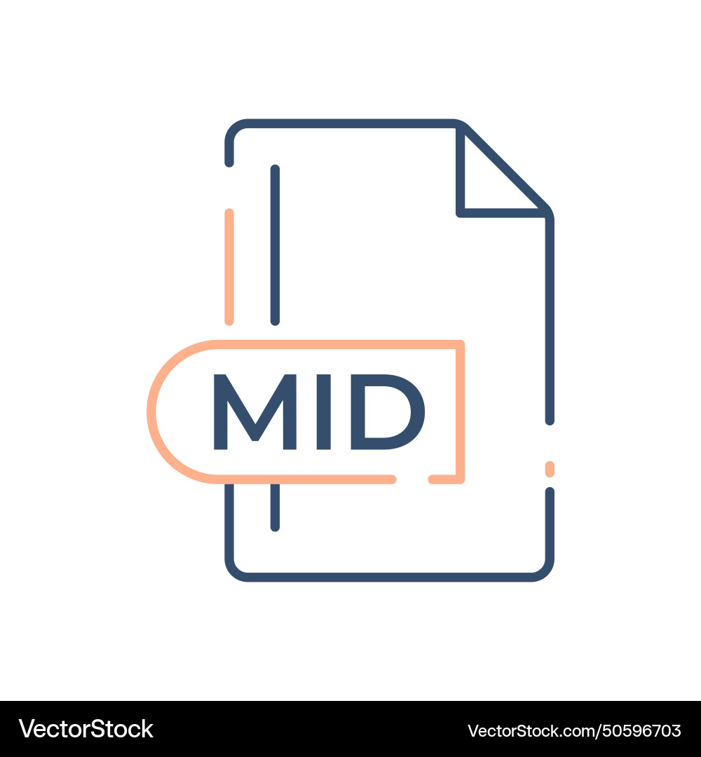 Mid file format icon extension line Royalty Free Vector