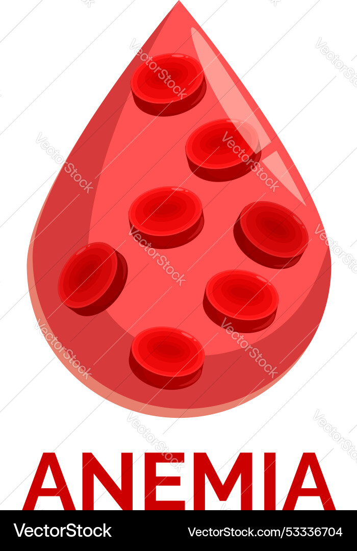 Blood drop showing low red cells count Royalty Free Vector