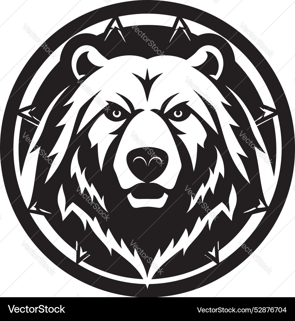 Ferocious bear logo bear face heraldry Royalty Free Vector
