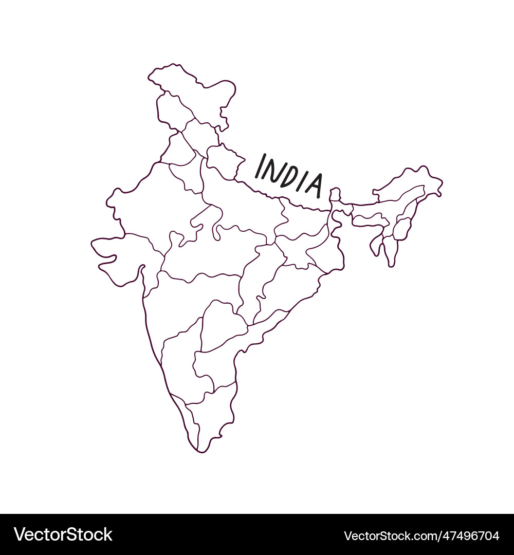 Hand drawn doodle map of india Royalty Free Vector Image