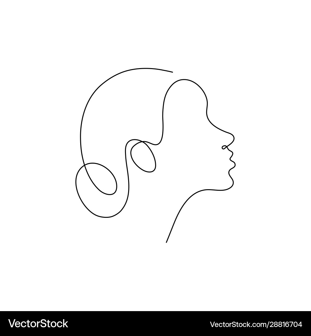 One line woman head design silhouettehand drawn Vector Image