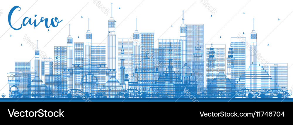 Outline cairo skyline with blue buildings Vector Image