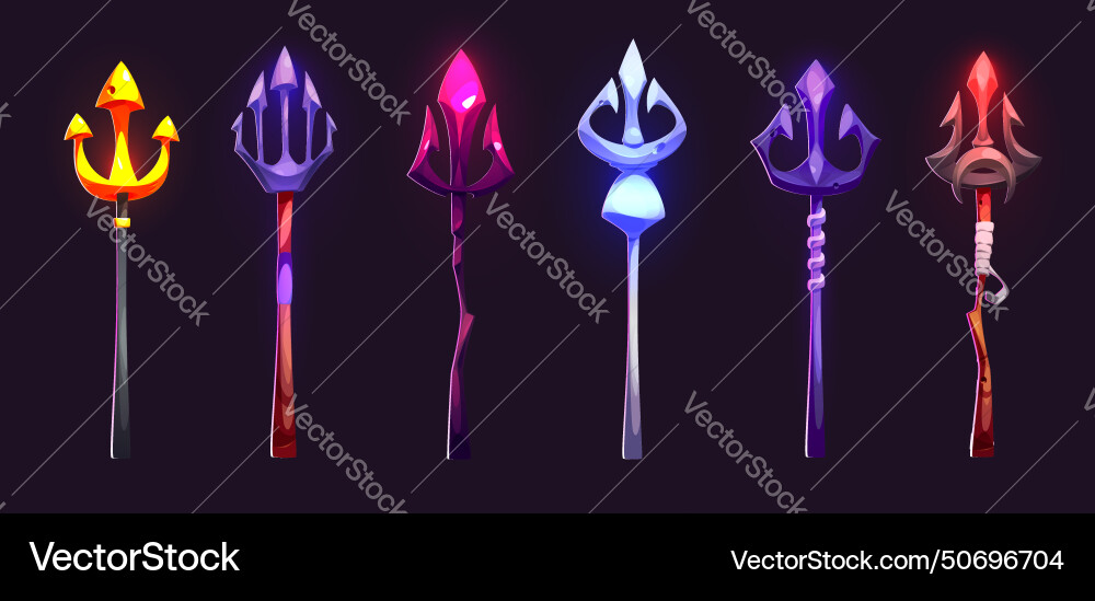 Poseidon or neptune magic trident Royalty Free Vector Image