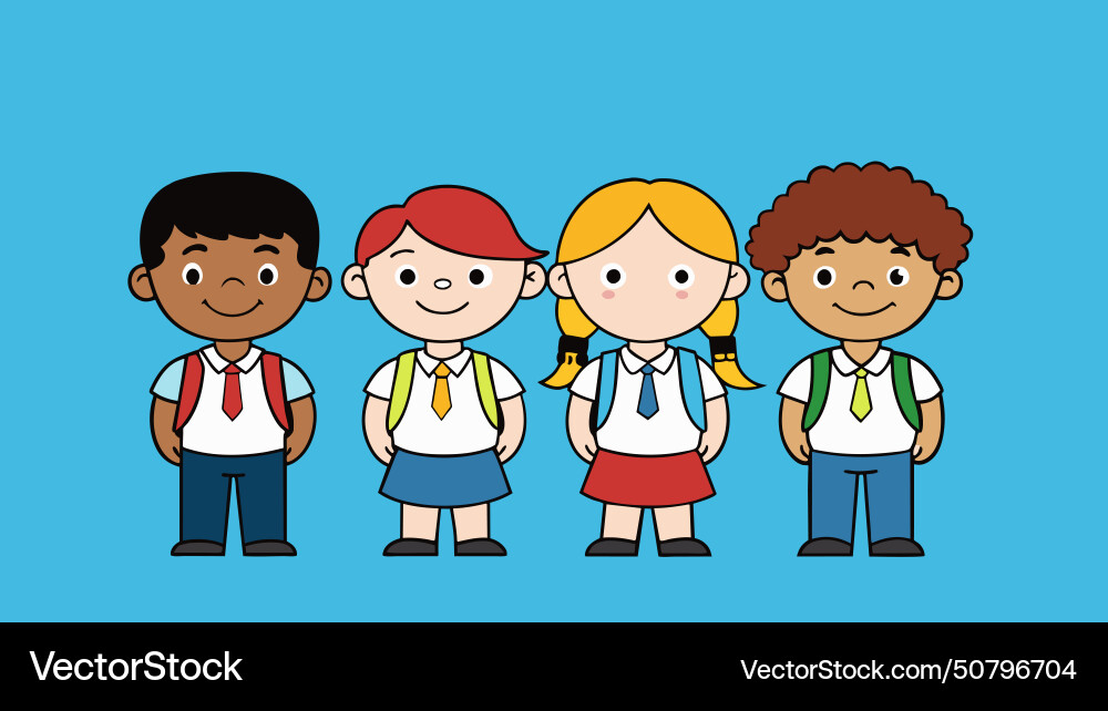 School kids vibrant cartoon Royalty Free Vector Image