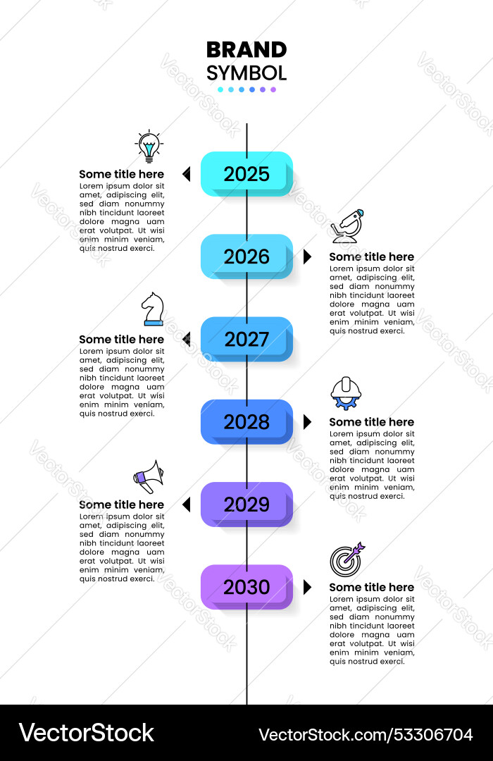 Vertical infographics timeline with years and 6 Vector Image