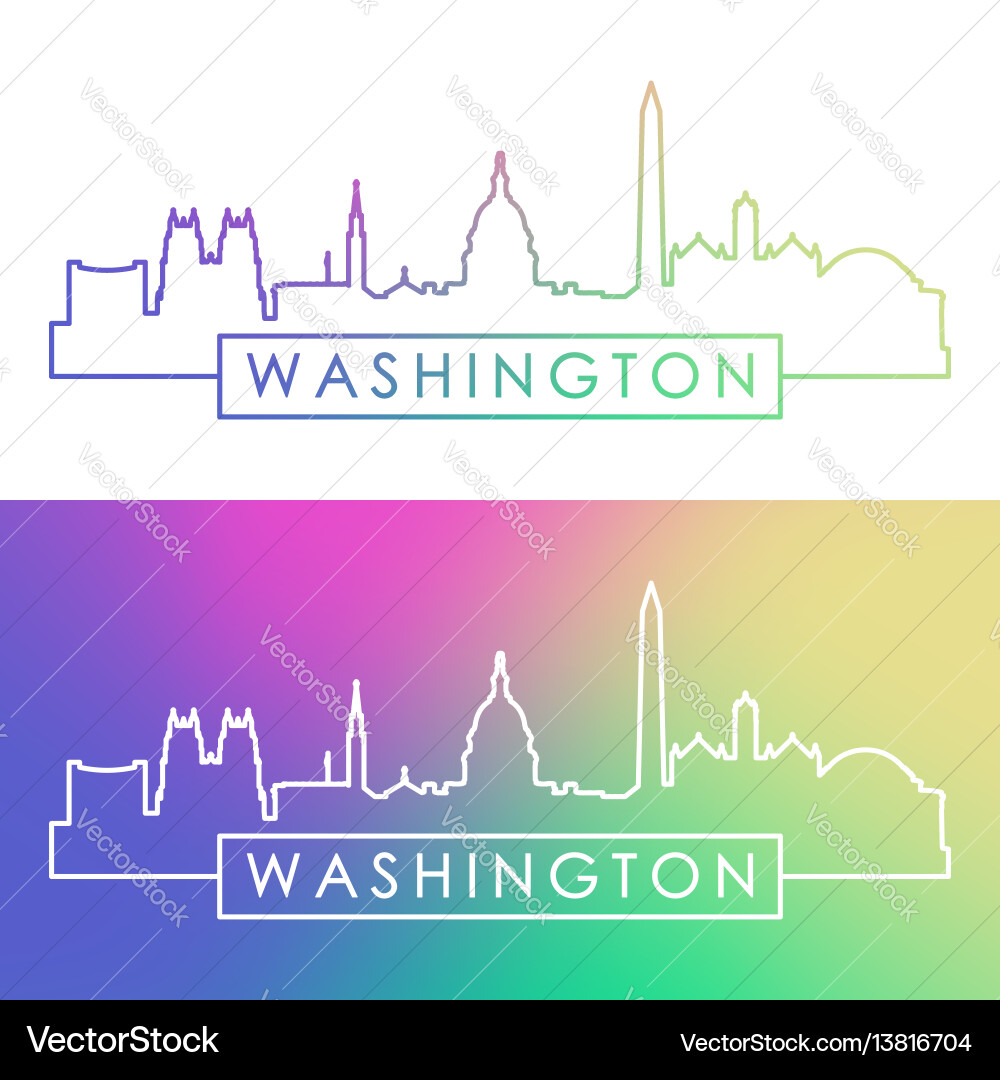 Washington skyline colorful linear style Vector Image