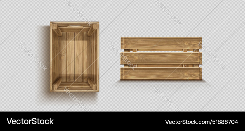 Wooden crate top and side view Royalty Free Vector Image