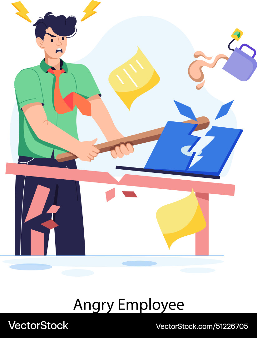 Angry employee Royalty Free Vector Image - VectorStock