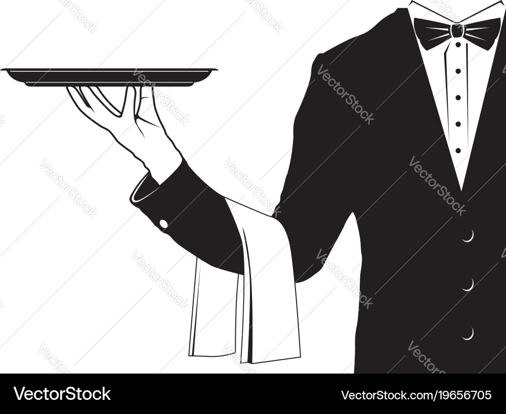 Butler holding tray Royalty Free Vector Image - VectorStock