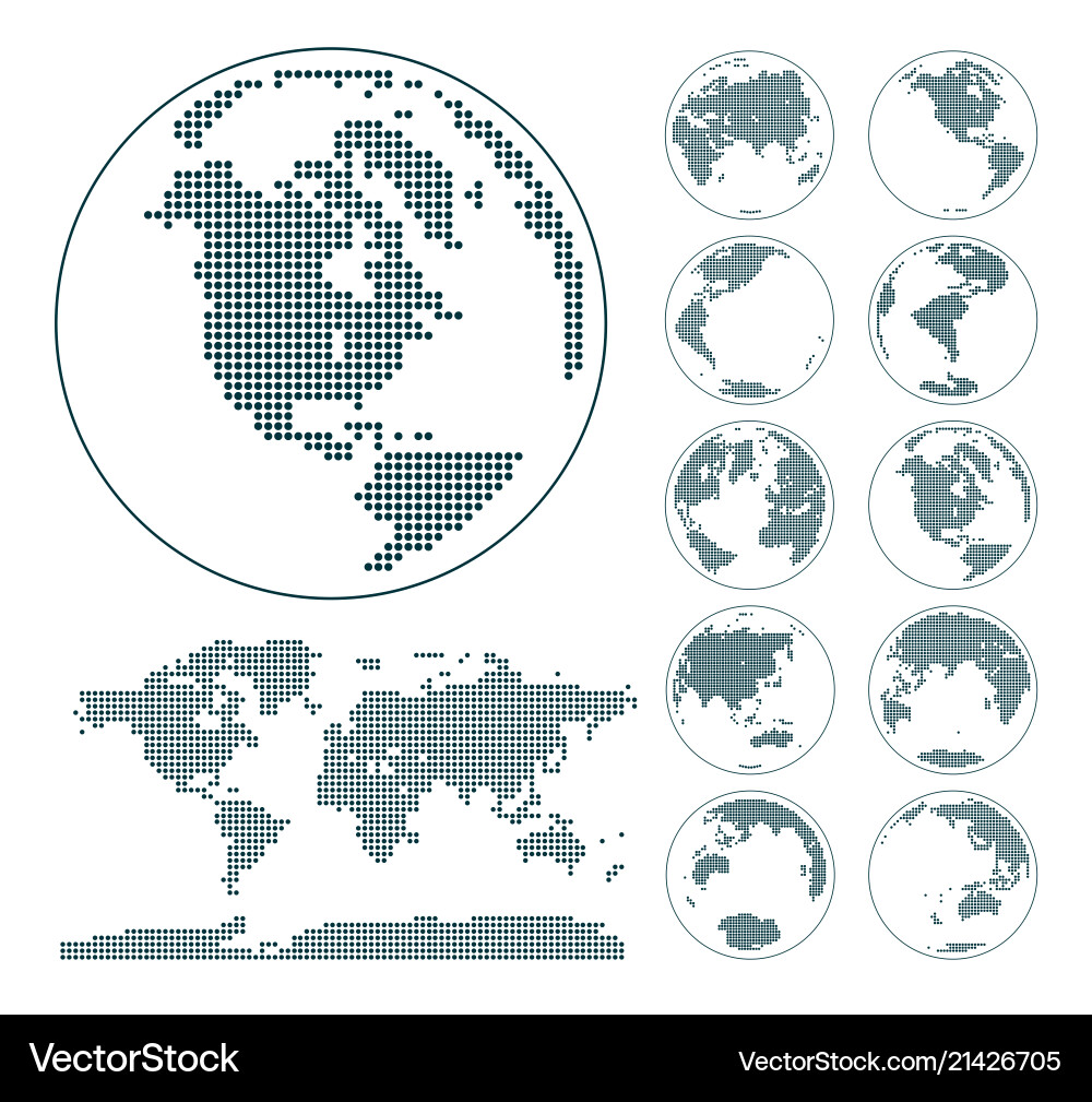 Digital Earth Globes & World Map Royalty Free Vector